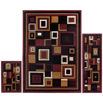 Home Dynamix Ariana Mey Contemporary Colored Block Area Rug, Red/brown ...