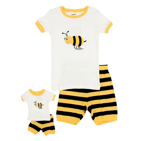 Leveret Girls And Doll Short Pajamas Bumble Bee 3 Year : Target