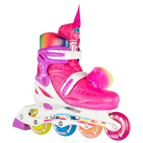Crazy Skates Pink Trolls Size Adjustable Inline Skates - Featuring ...