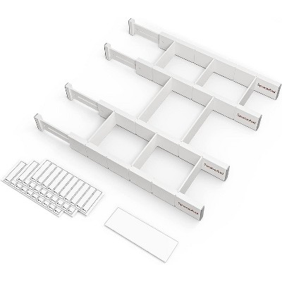 Spaceaid Adjustable Bamboo Drawer Dividers With Labels,4 Dividers With ...