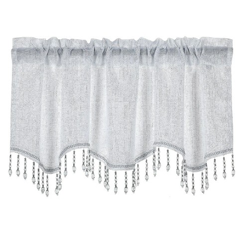 Kate Aurora 1 Piece Moroccan Sparkle Rod Pocket Semi Sheer Voile Beaded ...
