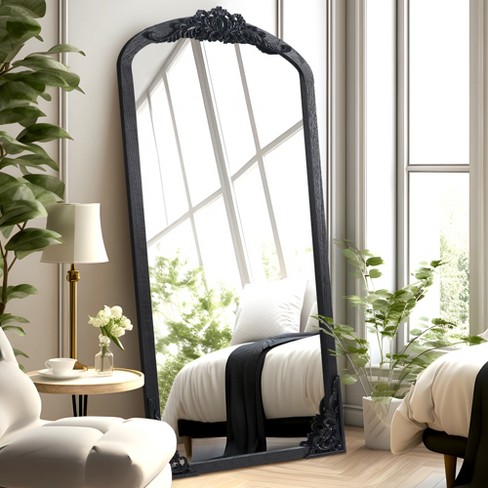 Dovelina Vintage Arched Wooden Frame Decorative Wall Mirror Large Wall ...