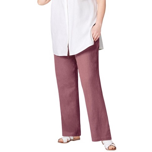 Ellos Women's Plus Size Linen Blend Drawstring Pants - 18, Vintage Plum ...