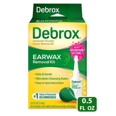 Debrox Earwax Removal Kit With Ear Drops & Bulb Ear Syringe - 0.5 Fl Oz ...