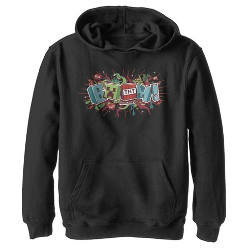 Boy's Minecraft Boom Pull Over Hoodie - Black - Small : Target