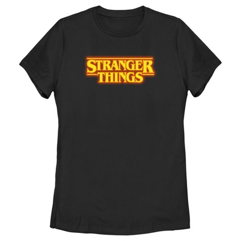 Women's Stranger Things Orange Logo T-shirt - Black - Small : Target