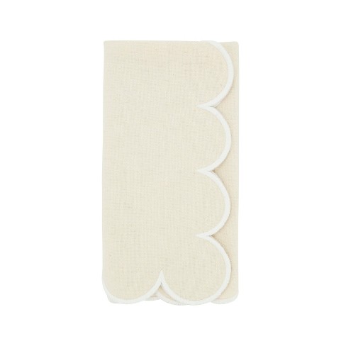 Saro Lifestyle Scalloped Hem Napkin (set Of 4), Beige, 20"x20" : Target