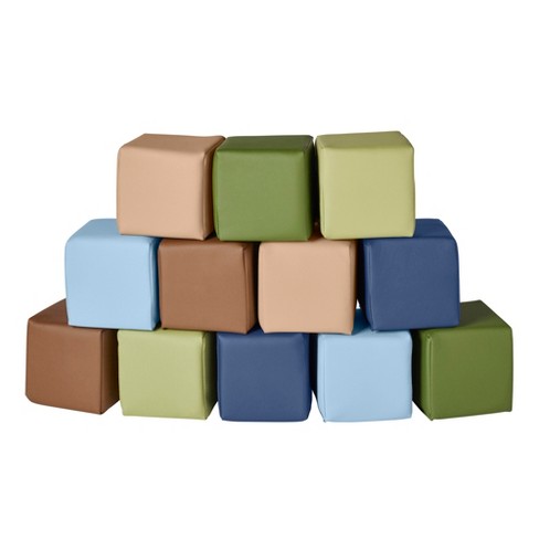 Ecr4kids Softzone Patchwork Toddler Building Blocks, Earthtone, 12 ...