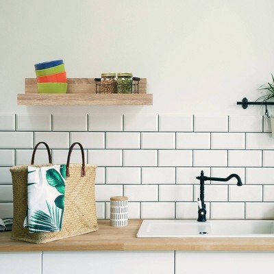 24" X 5" Decorative Shelf Wall Mounted With Front Edge White Oak ...