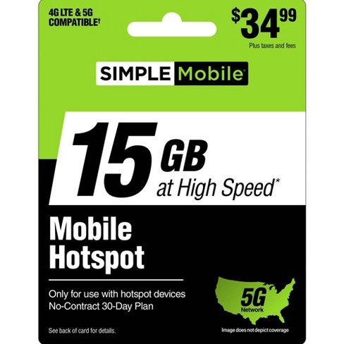 Simple Mobile Mobile Hotspot 15gb Data 30 Day Plan (email Delivery ...