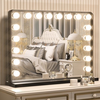 Keonjinn Large LED Vanity Makeup Mirror with LED Bulb Lights, Hollywood ...