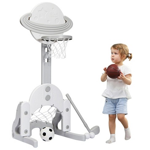 Costway 3 In 1 Kids Basketball Hoop Set Adjustable Sports Activity ...