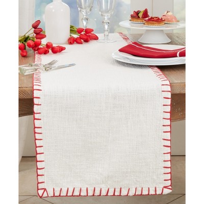 Saro Lifestyle Woven Warmth Whip Stitch Table Runner, 16"x72", White ...