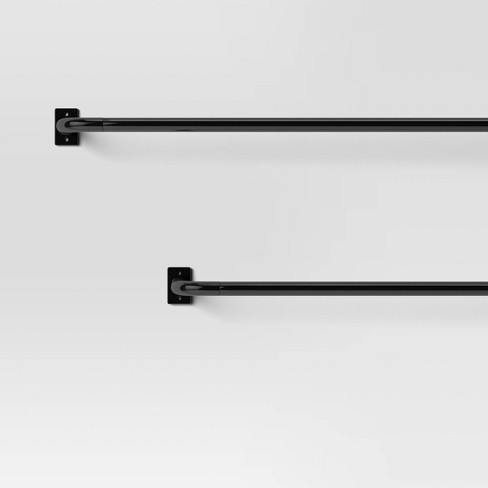 36"-66" French Curtain Rod Matte Black - Threshold™: Single Steel Rod ...