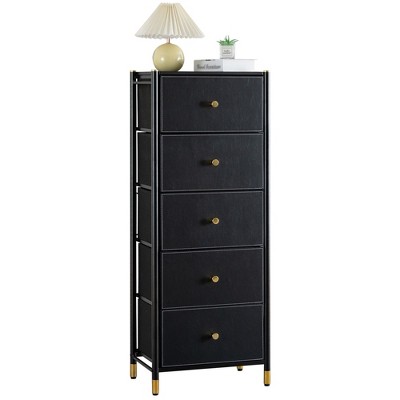 Nicbex 5 Drawer Dresser For Bedroom,luxury Style Tall Drawers With Pu ...