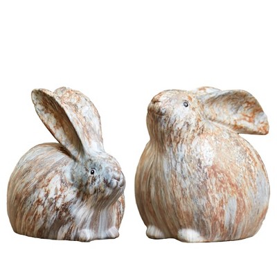 Melrose Stone Rabbit And Bunny Figurine (set Of 2) : Target
