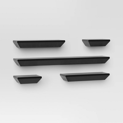 24" Floating Light Wood Shelf Black - Threshold™: Painted Wall-mounted ...