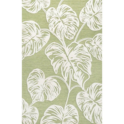 Jonathan Y Tobago High-low Two-tone Monstera Leaf Light Green/ivory 8 ...