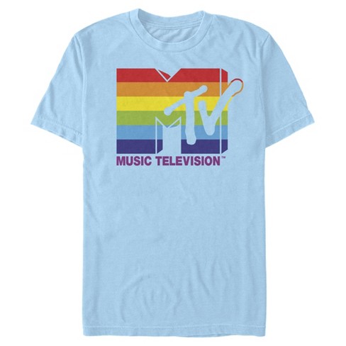 Men's Mtv Horizontal Rainbow Logo T-shirt - Light Blue - Small : Target