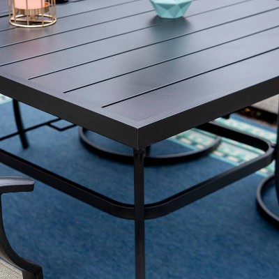 7pc Captiva Designs Patio Dining Set - Black Steel Rectangle Table & 6 ...