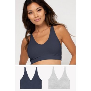 Smart & Sexy Women's Comfort Cotton Plunge Bralette 2 Pack Navy ...