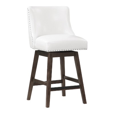 HomeStock 36.75 in.H White Finish Low Back Wood Frame Barstool Leather ...
