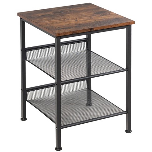 Costway 3-tier Industrial End Side Table Nightstand W/2 Adjustable ...