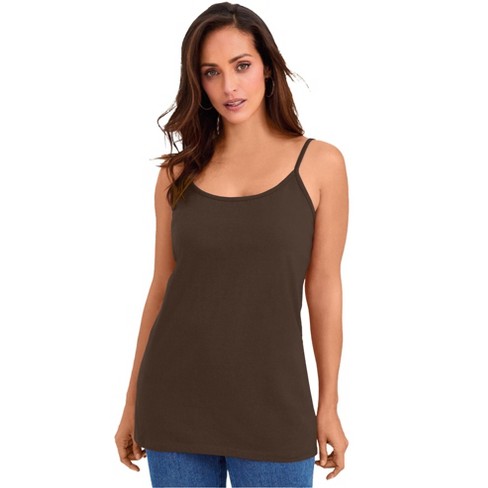 Jessica London Women's Plus Size Stretch Cotton Cami - 22/24, Chocolate ...