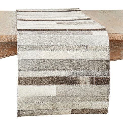 Saro Lifestyle Table Runner With Hair On Leather Construction, 16"x72 ...