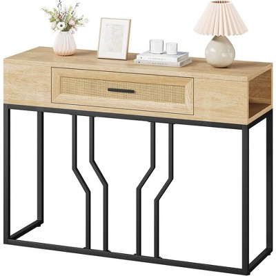 Console Table, Sofa Tables Rattan Entryway Table With Drawer And ...