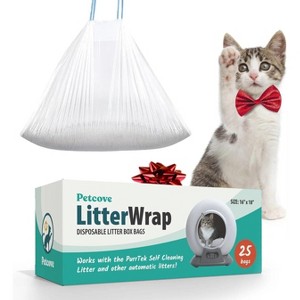 PurrTek Cat Litter Box Liners 25-Pack Heavy-Duty Drawstring Bags for ...