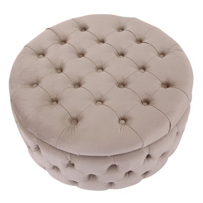 Westintrends Round Velvet Tufted Storage Ottoman For Living Room ...