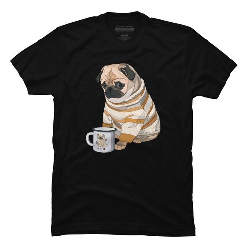 Men's Design By Humans Cute Pug & Mug By Stripedbeetlee T-shirt - Black ...