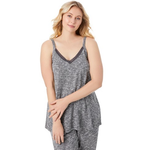 Dreams & Co. Women's Plus Size Marled Lace-trim Sleep Tank : Target