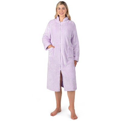 Just Love Womens Plush Zipper Lounger Solid Robe | Long Bathrobe Duster ...