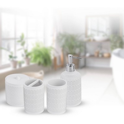 4pc Devash Resin Paint Coated Bath Accessory Set White - Kralix : Target