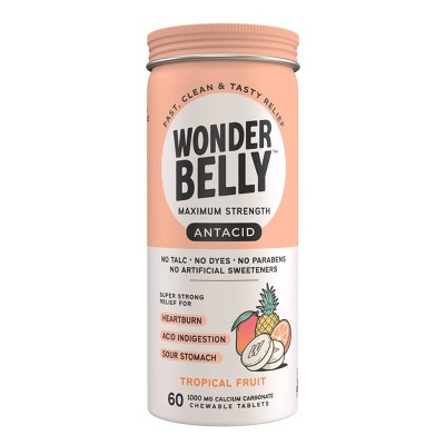 Wonderbelly 1000mg Tropical Fruit Antacid - 60ct : Target