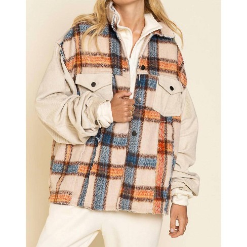 Women's Collared Button Down Plaid Shacket - Pol S : Target