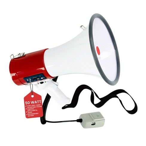 Pyle Megaphone 50-watt Siren Bullhorn - White & Red : Target