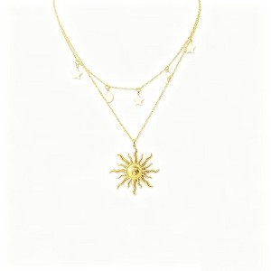 Cherie Code One Size Double Layer Sun Moon Star Shell Y Drop Lariat ...