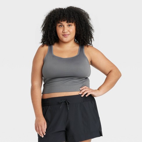 Women's Seamless Square Neck Cropped Tank Top - All In Motion™ Gray Xxl ...
