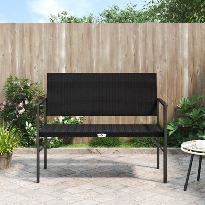 Vidaxl 2-seater Patio Bench Black Poly Rattan : Target