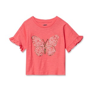 Lands' End Kids Short Sleeve Ruffle Tee - Small - Butterfly/Coral : Target