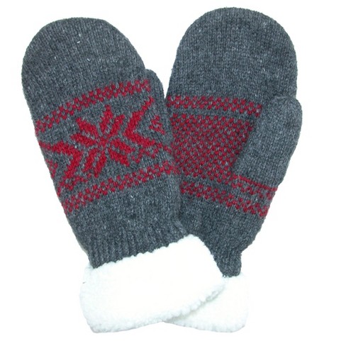 Grand Sierra Women's Ragg Wool Snowflake Mitten, Dark Grey : Target