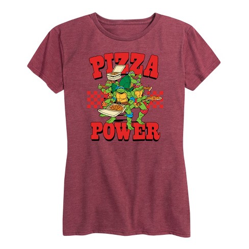 Women's Teenage Mutant Ninja Turtles Pizza Power Short Sleeve Graphic T-shirt - Heather Burgundy ...