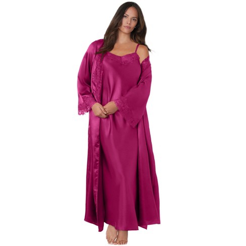 Amoureuse Women's Plus Size The Luxe Satin Long Peignoir Set - 4x ...