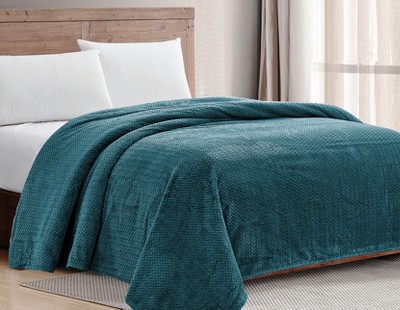 Extra Heavy And Plush Chevron Braided Blanket - Twin (66" X 86") Teal ...