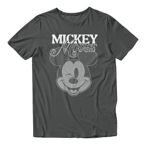 Disney Mickey Mouse Mens Winking Face T Shirt - Charcoal - Small : Target