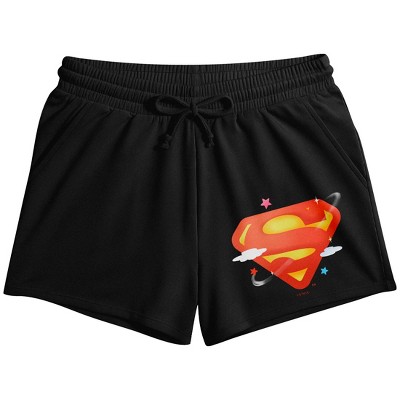 Superman Women's Lounge Shorts Elastic Drawstring Waistband DTG Shield ...