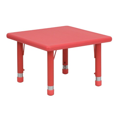 Flash Furniture 24'' Square Red Plastic Height Adjustable Activity ...